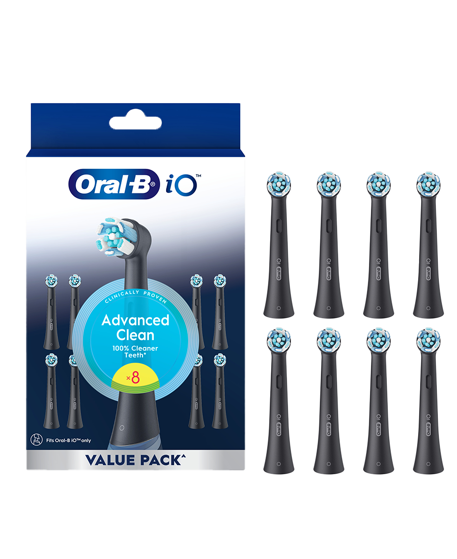 Oral-B | iO Advanced Clean Brush Head Refills 8 Pack - Black | Shaver Shop