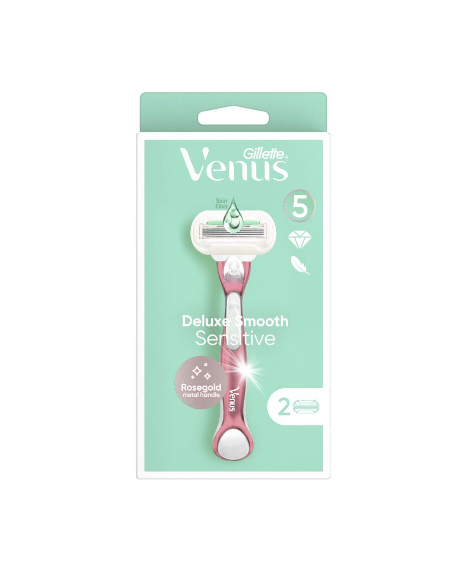 Gillette Venus | Deluxe Smooth Sensitive Rose Gold Razor with 2 Blades ...