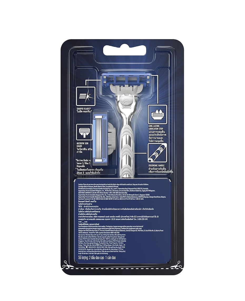 Gillette | Mach3 Turbo Razor with Blades Refill 2 Pack | Shaver Shop