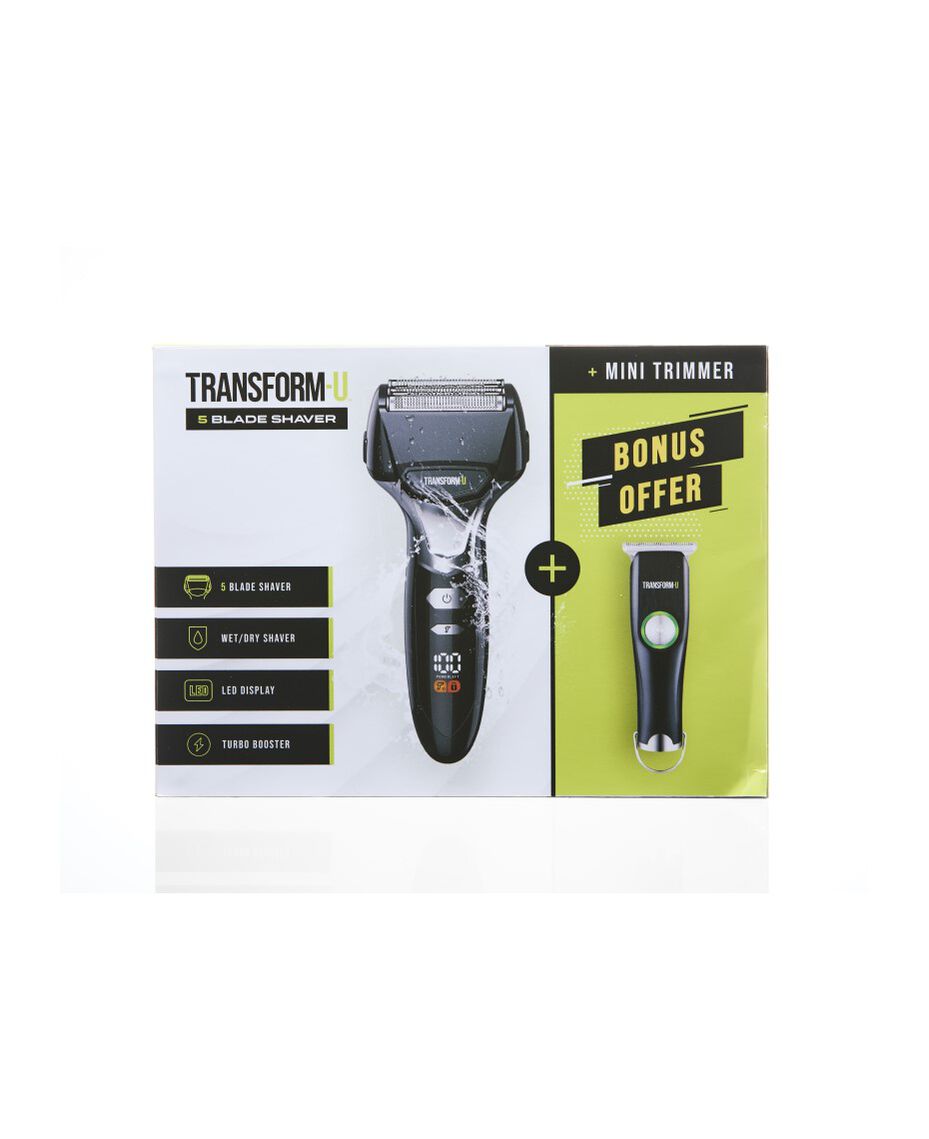 TRANSFORM-U | 5 Blade Wet & Dry Electric Shaver & Mini Trimmer Combo ...
