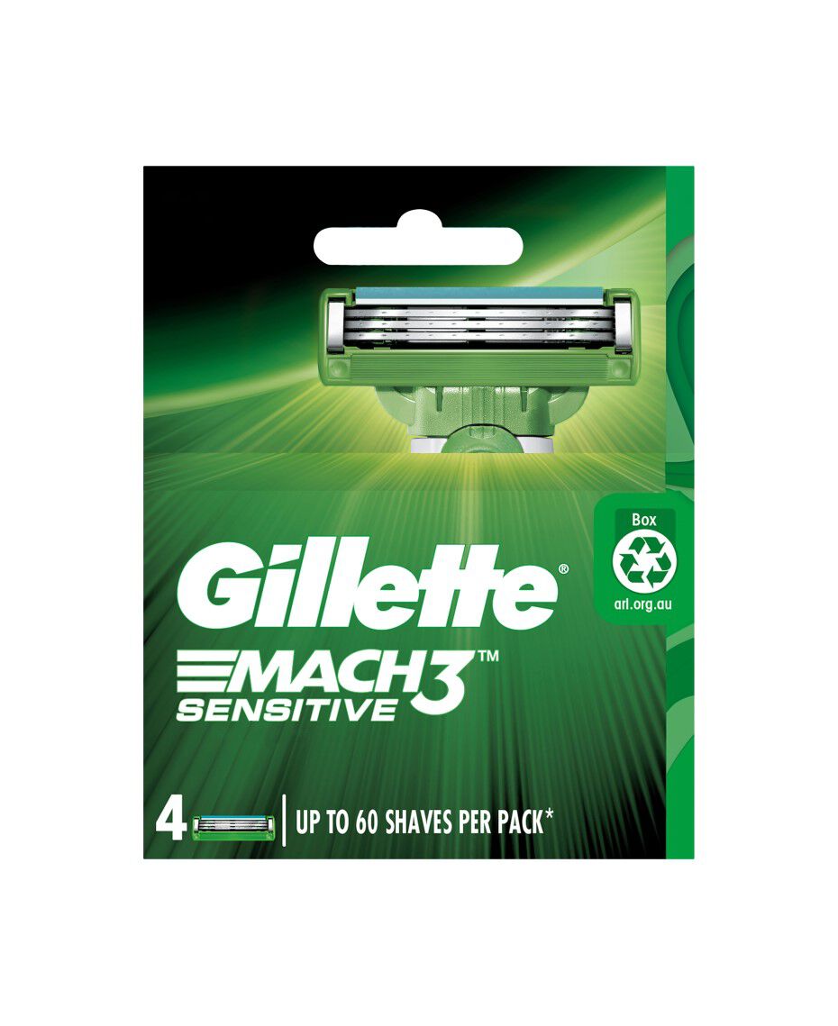 Gillette | Mach 3 Sensitive Blades Refill 4 Pack | Shaver Shop