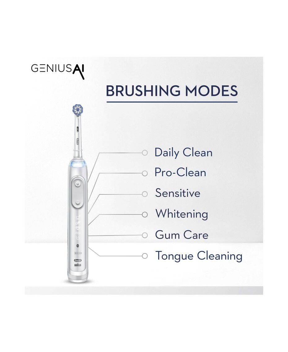 Oral-B | Genius AI Electric Toothbrush with 3 Replacement Heads & Smart ...