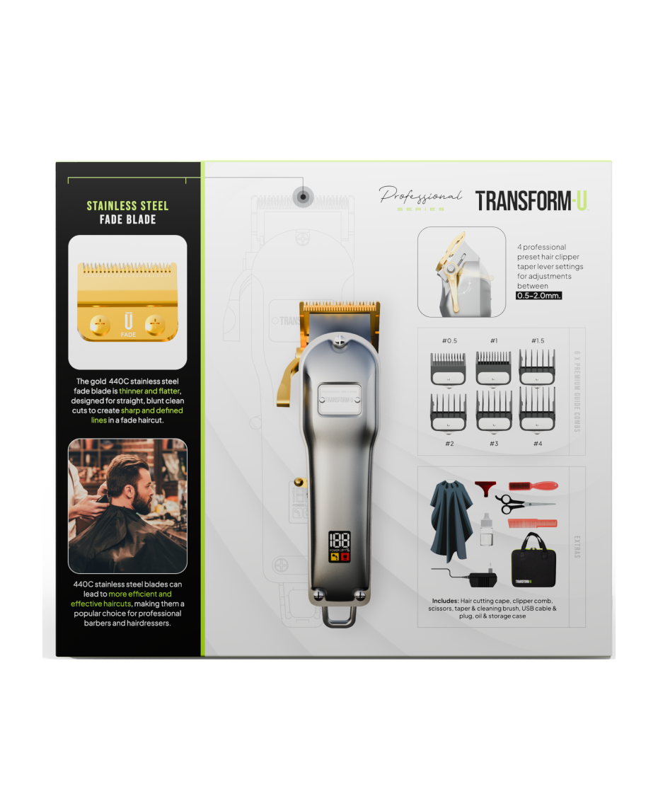 TRANSFORM-U | Stainless Steel Barber Hair Clipper | Shaver Shop