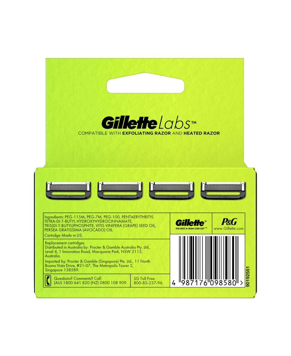 Gillette | GilletteLabs with Exfoliating Bar Replacement Blades Refill ...