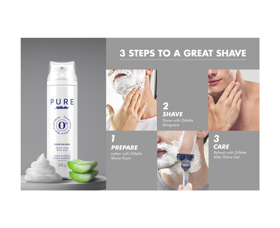 Gillette | Pure Soothing Shave Foam White Aloe 245g | Shaver Shop