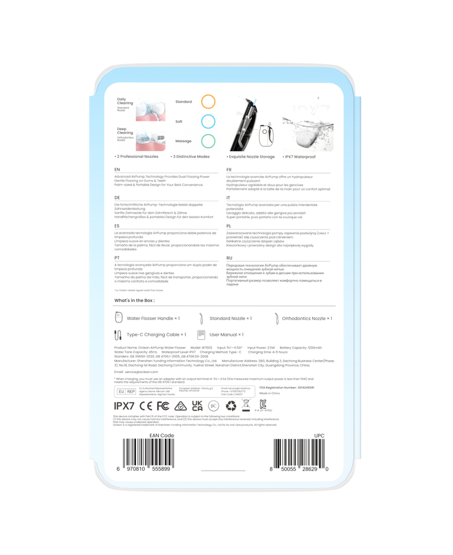 Oclean | A10 AirPump Portable Water Flosser - Grey | Shaver Shop