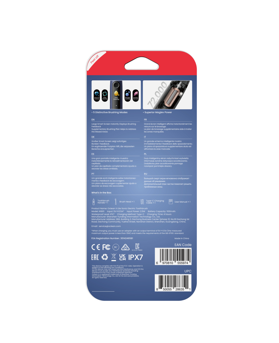 Oclean | X Lite Smart Sonic Electric Toothbrush - Blue | Shaver Shop