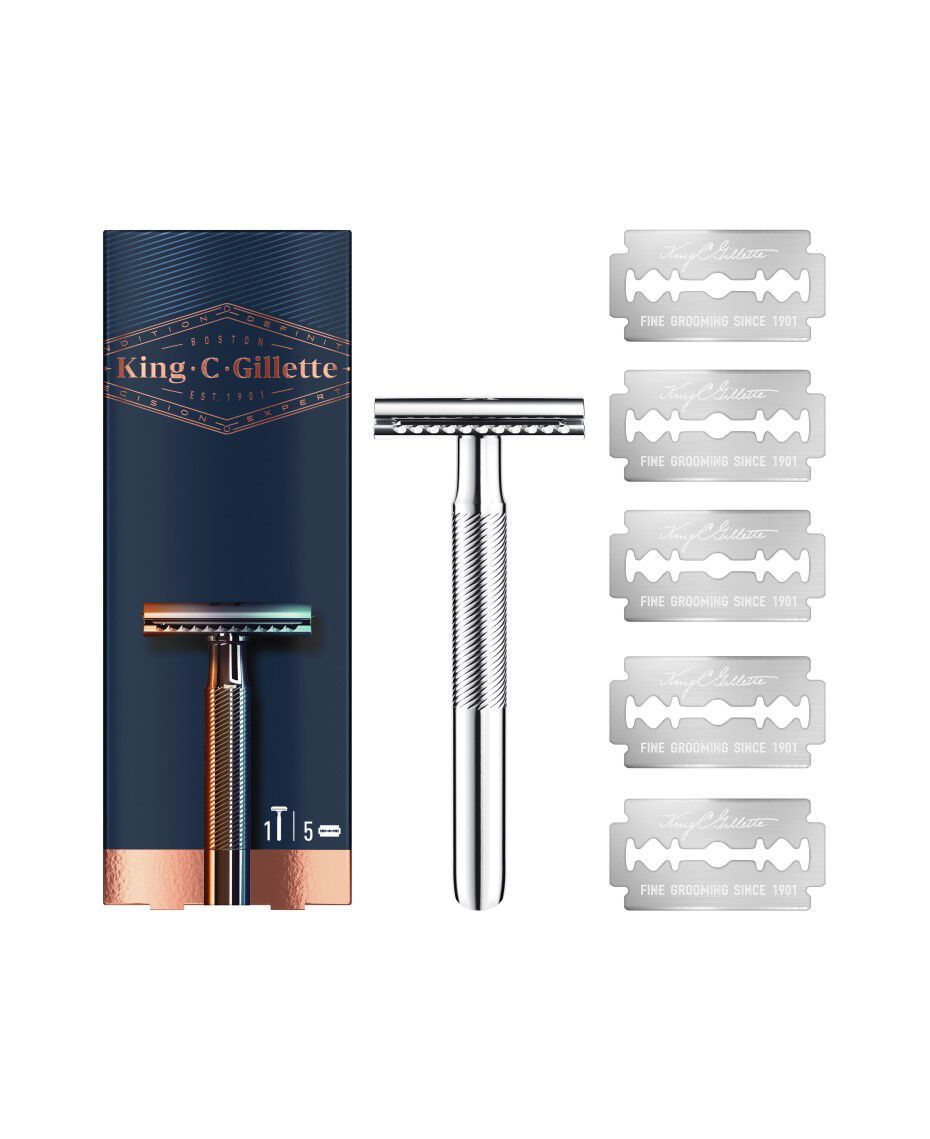 King C Gillette | Double Edge Safety Razor & 5 Razor Blades | Shaver Shop