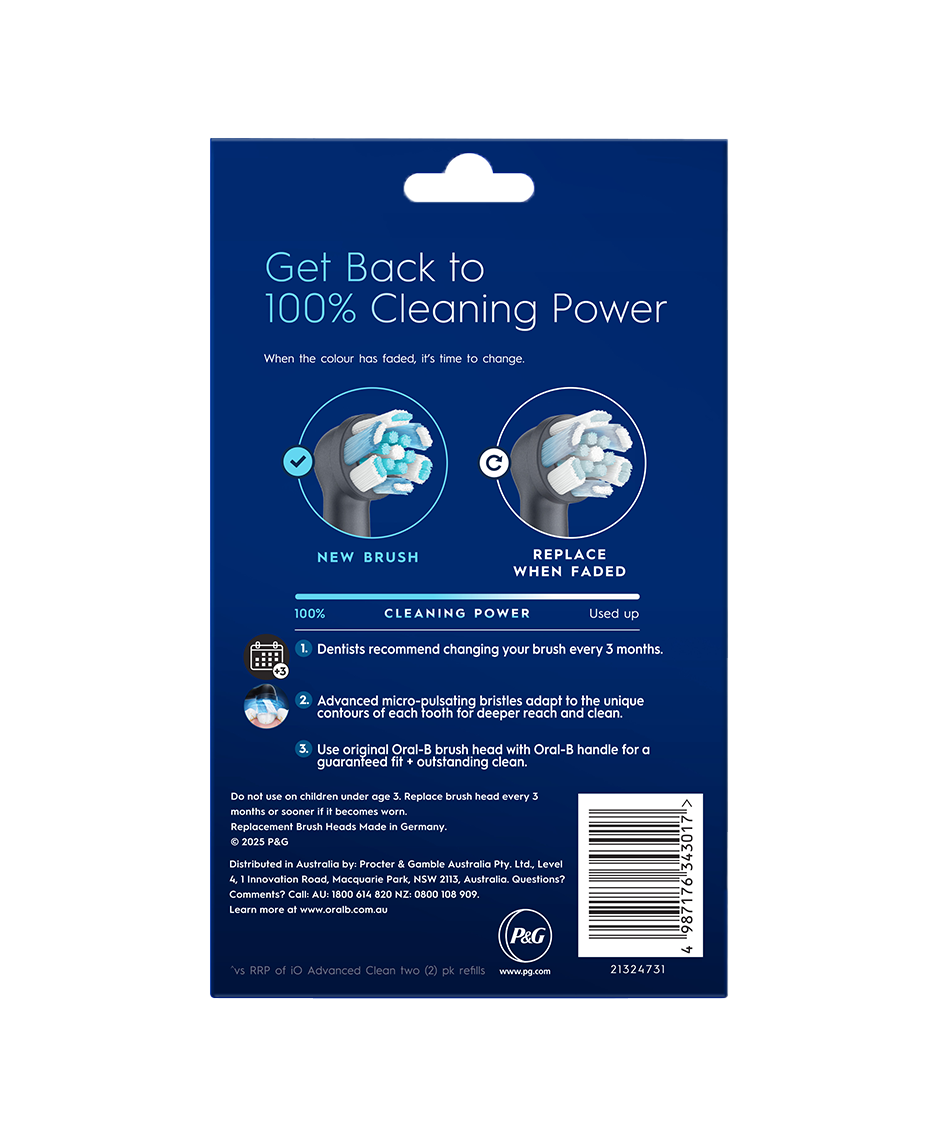 Oral-B | iO Advanced Clean Brush Head Refills 8 Pack - Black | Shaver Shop