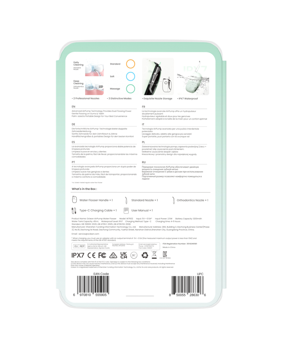 Oclean | A10 AirPump Portable Water Flosser - Green | Shaver Shop