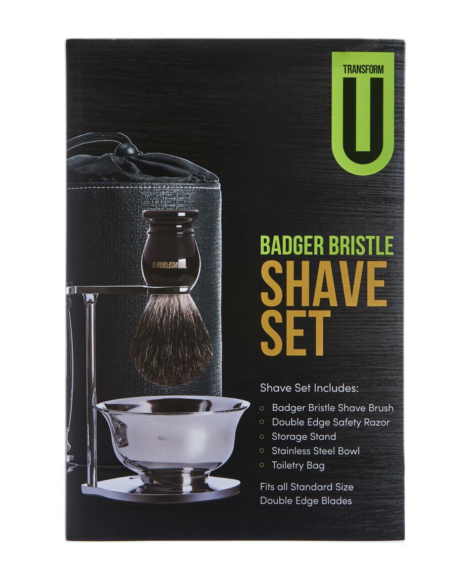 TRANSFORM-U | 5-Piece Shave Set with Safety Razor, Badger Shaving Brush ...