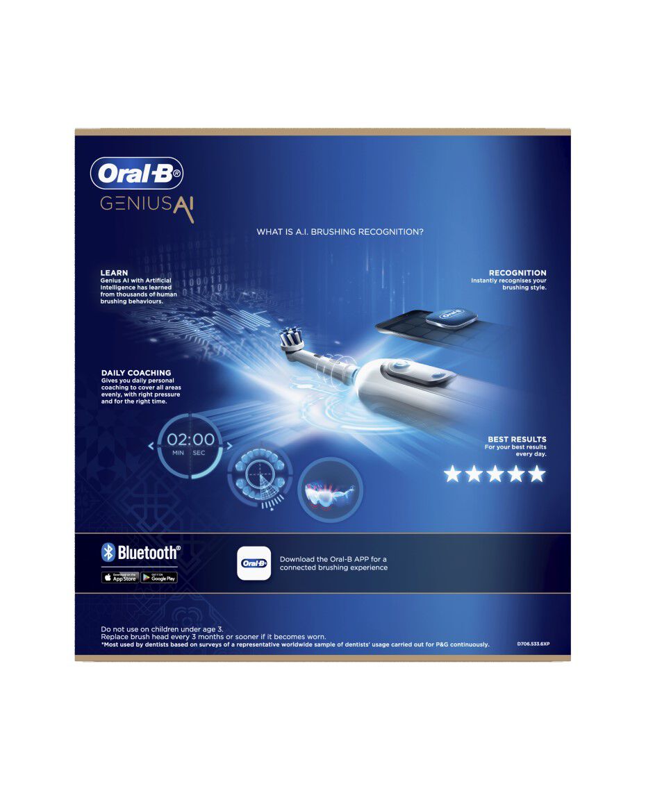Oral-B | Genius AI Electric Toothbrush with 3 Replacement Heads & Smart ...